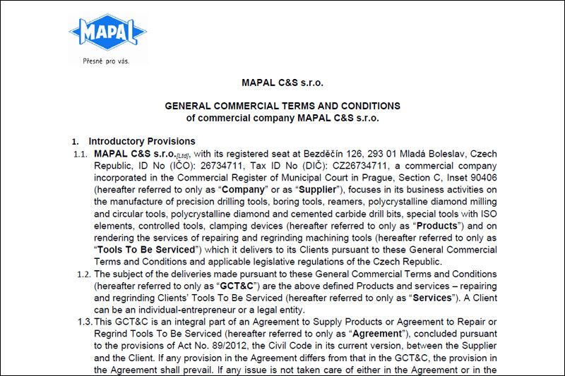 Geschäftsbedingungen | MAPAL