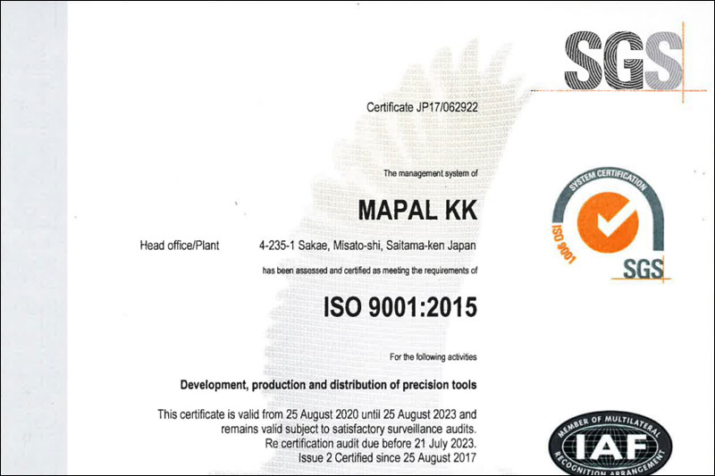 Certificates | MAPAL