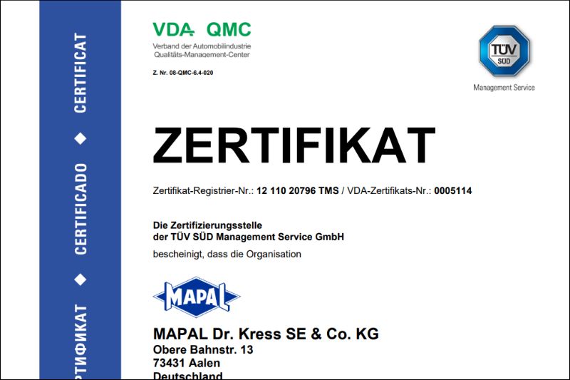 Zertifikate | MAPAL