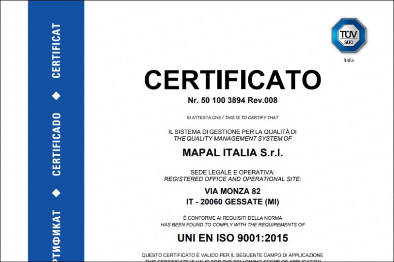 Certificates | MAPAL